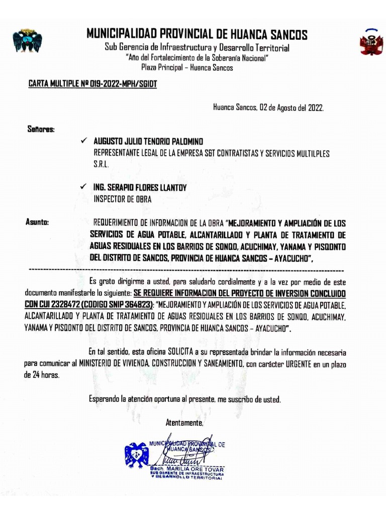 Carta Multiple 19 Sanemaineto | PDF | Tratamiento de aguas residuales ... Carta Multiple 19 Sanemaineto | PDF | Tratamiento de aguas residuales ...