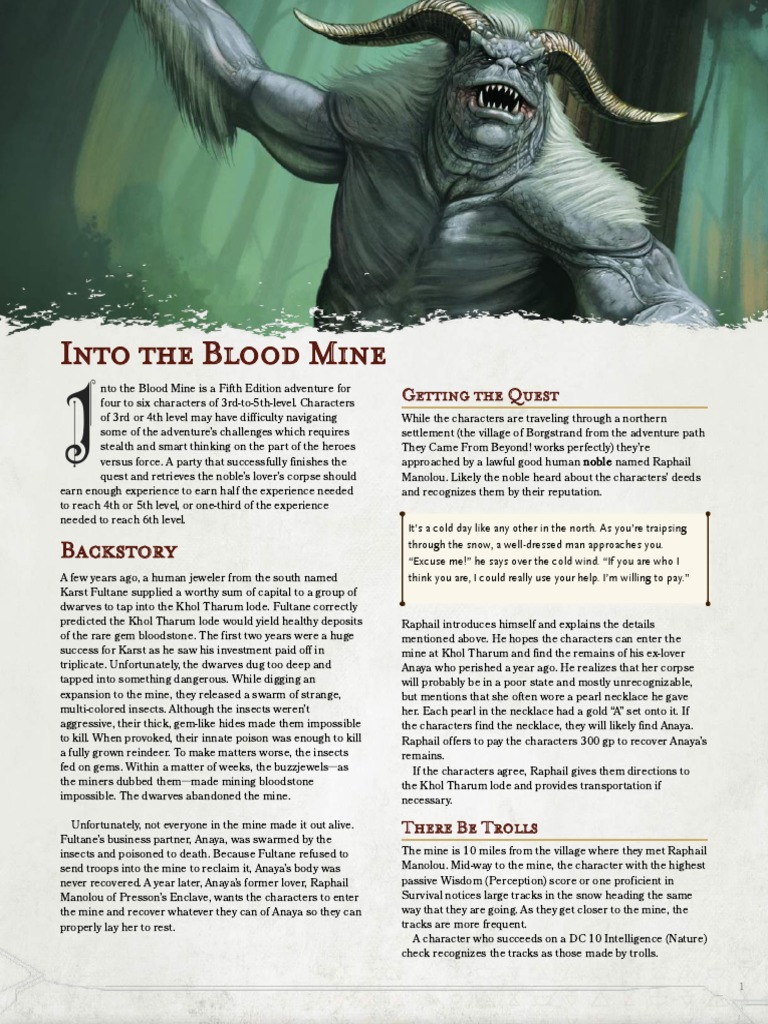 DMDave Adventure - Into The Blood Mine (3rd-Level) | PDF | Copyright ...
