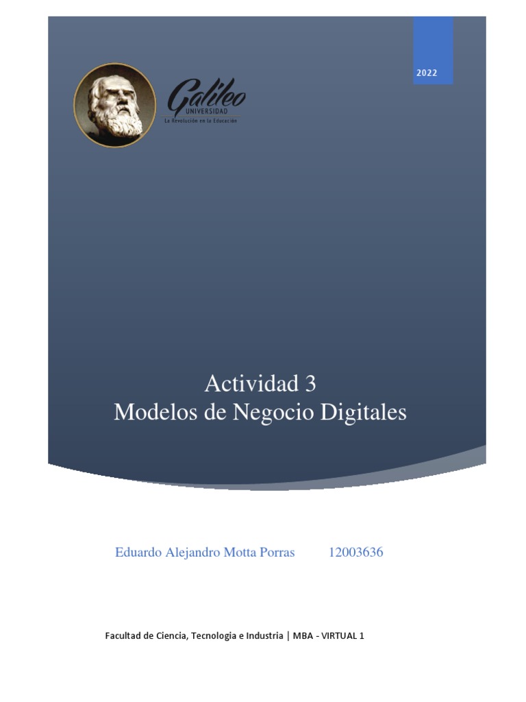 Actividad 3 - Modelos de Negocio Digitales | PDF | Software como servicio | Modelo de negocio