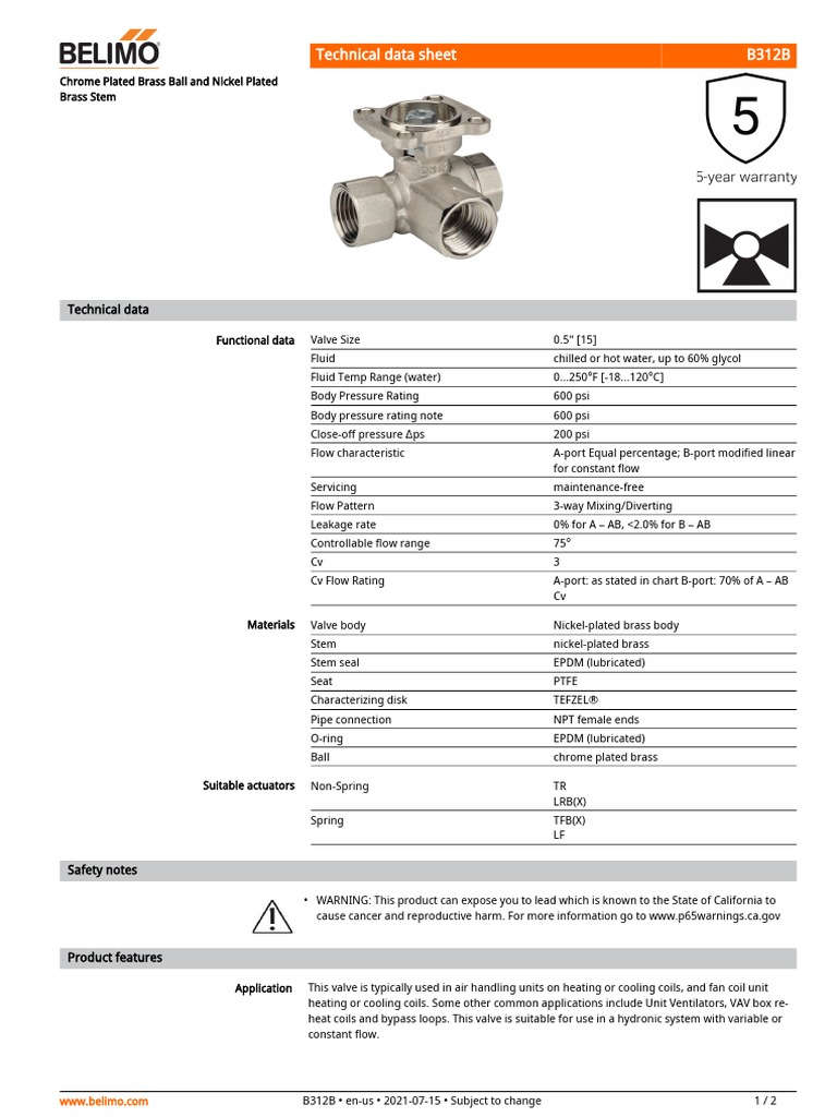 Belimo B312B LRB24-SR Assembly En-Us | PDF | Valve | Switch