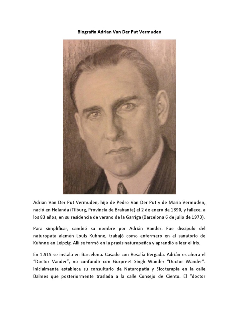 Biografía Adrian Van Der Put Vermuden | PDF | Naturopatía | Medicina
