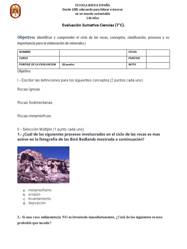 Evaluacion Ciclo de La Roca | PDF | Roca (geología) | Roca ígnea