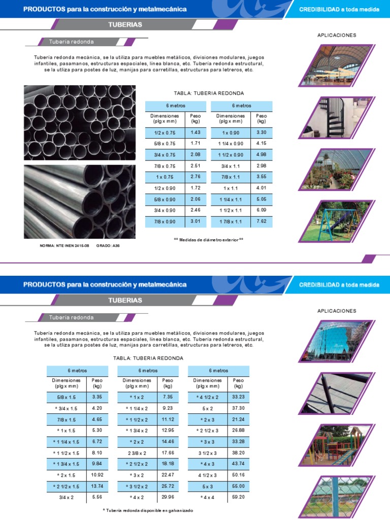 CATALOGO-TUBERIAS Acerocenter | PDF | Química | Ingeniería de Procesos