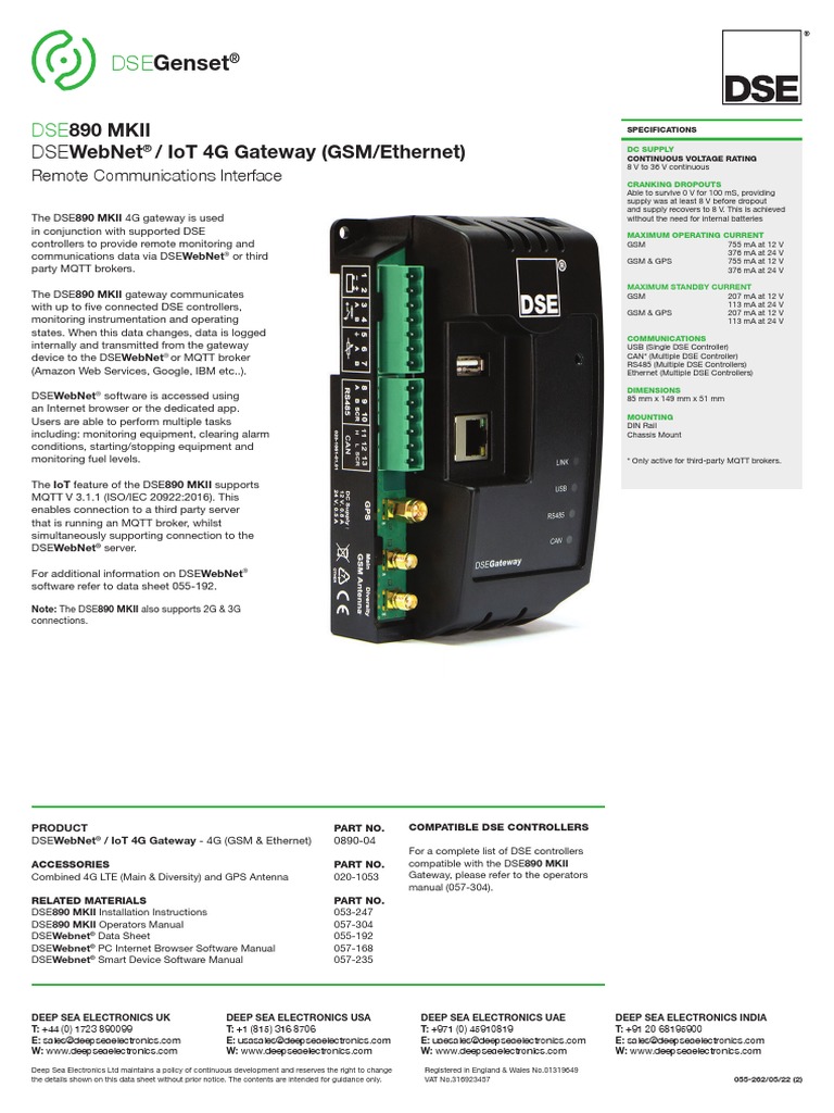 DSE890MKII-Data-Sheet (1) | PDF | Gateway (Telecommunications ...