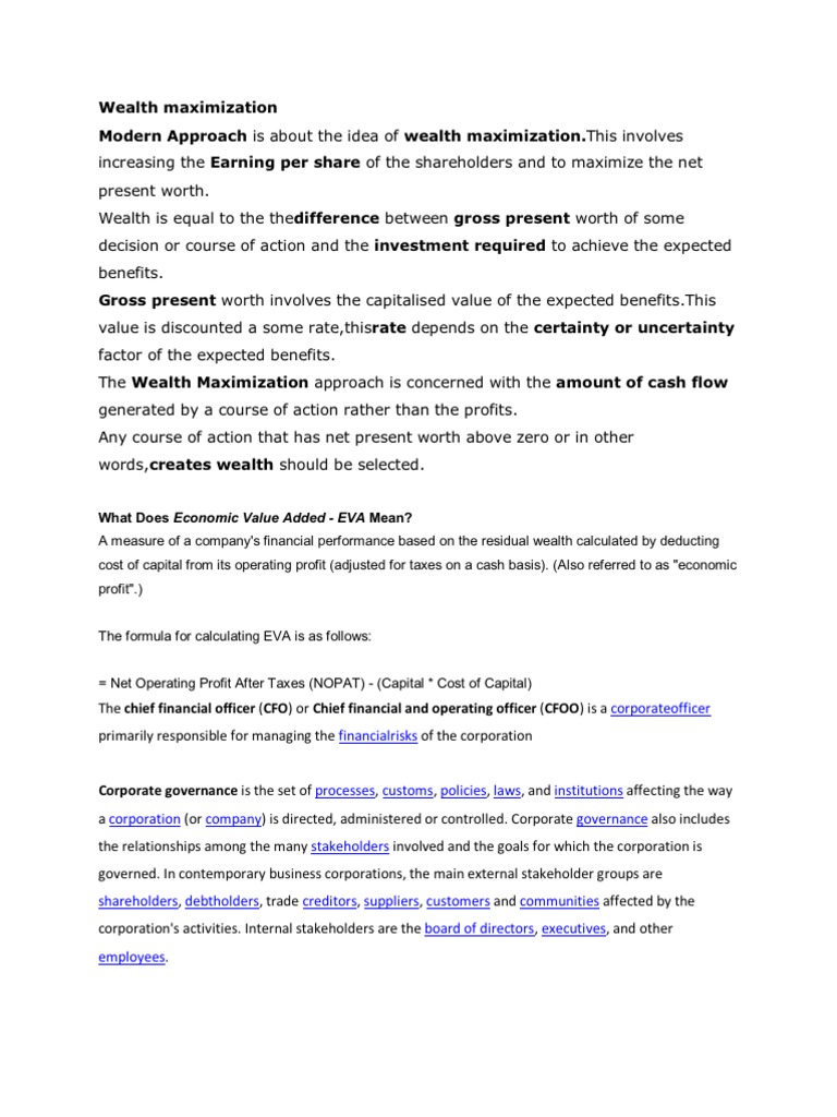 Wealth Maximization | PDF