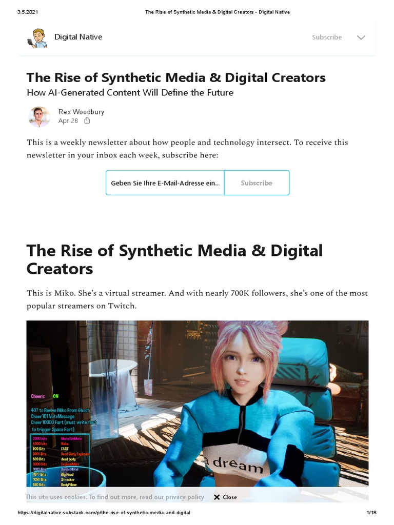 The Rise of Synthetic Media & Digital Creators - Digital Native | PDF ...