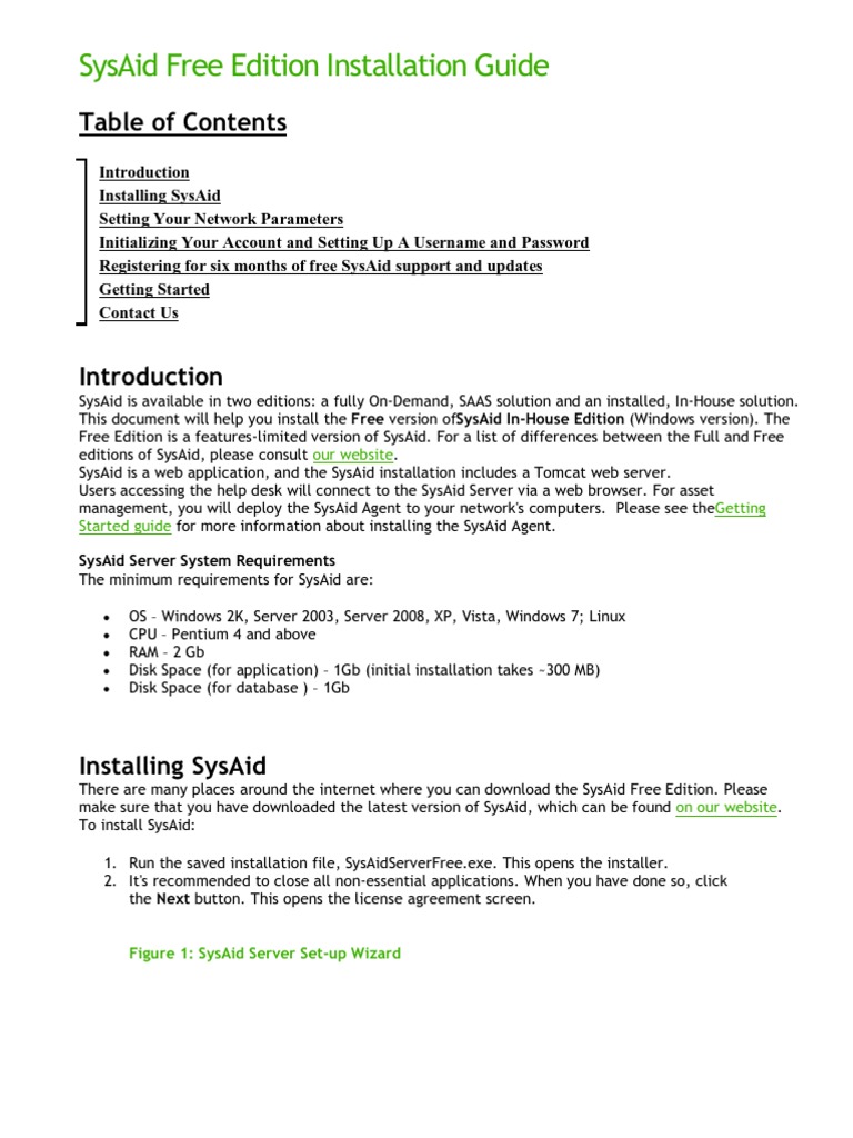 SysAid Free Edition Installation Guide | PDF | Icon (Computing) | Installation (Computer Programs)