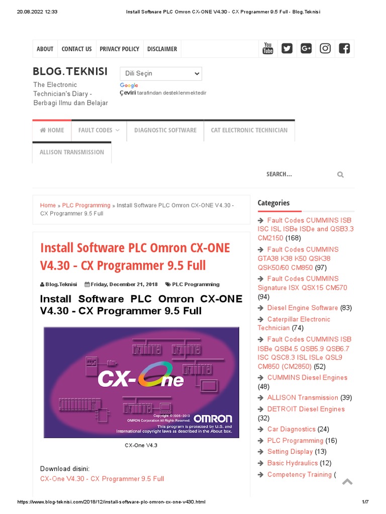 Install Software PLC Omron CX-OnE V4.30 - CX Programmer 9.5 Full - Blog ...
