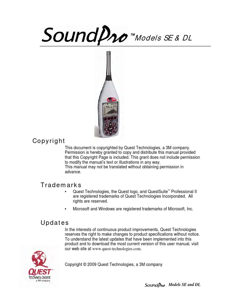 SoundPro SE - DL Manual | PDF | Sound | Spectral Density