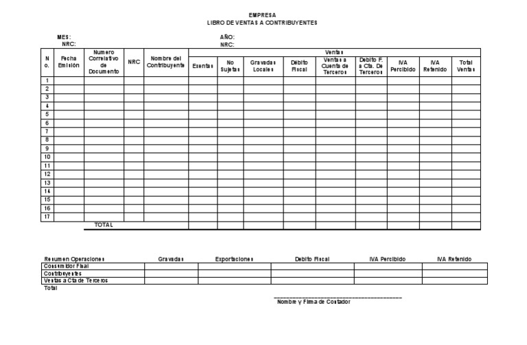 Libro de Ventas A Contribuyentes | PDF