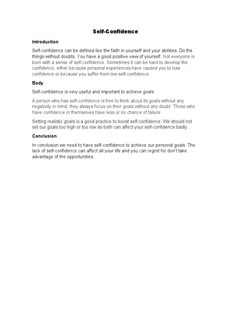 Self Confidence | PDF