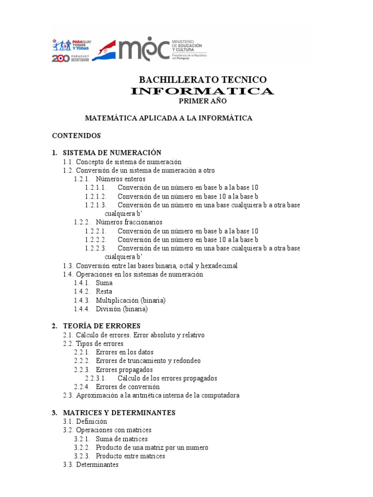 Matemática Aplicada-1ro Informática | PDF | Matriz (Matemáticas ...