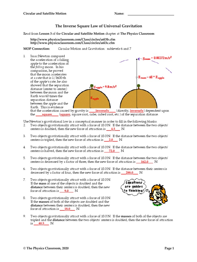 The Inverse Square Law of Universal Gravitation: - Inversely ...