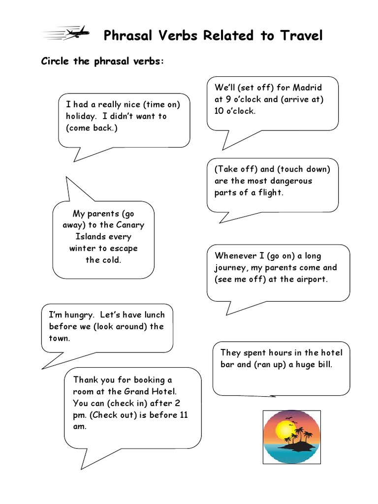 Phrasal Verbs Related To Travel Fun Activities Games 7593 | PDF