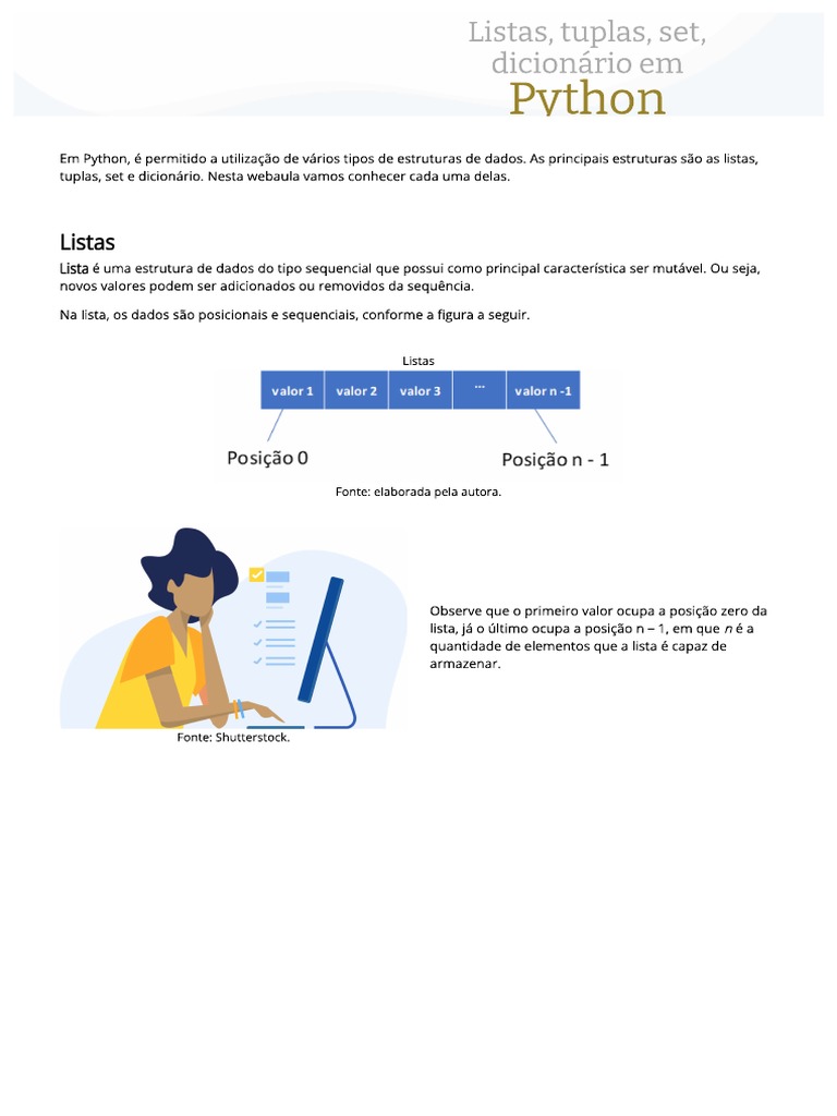 Unidade 1 - Seção 1 - Lista, Tuplas, Set, Dicionário em Python | PDF Unidade 1 - Seção 1 - Lista, Tuplas, Set, Dicionário em Python | PDF