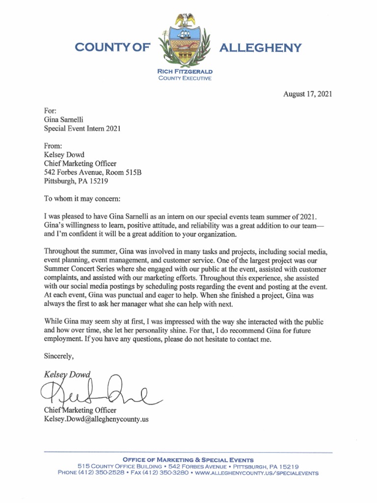 Letter of Recommendation Signed - Gina Sarnelli | PDF