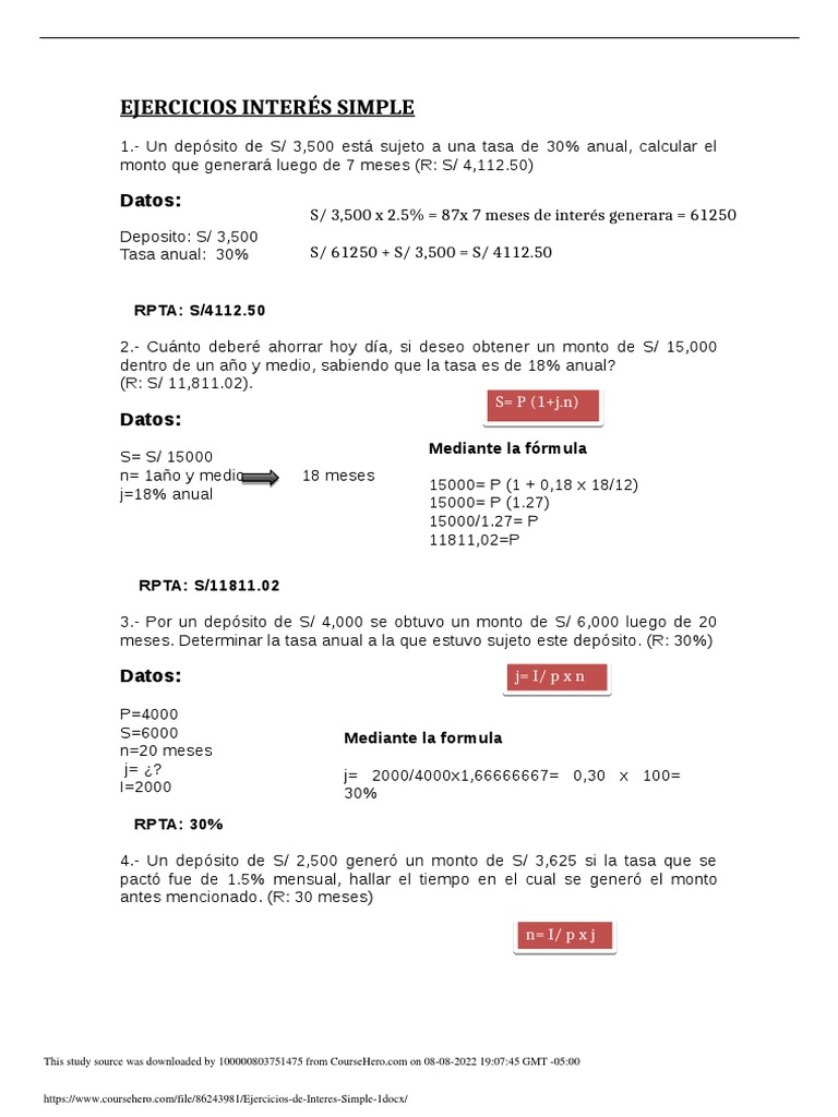 Ejercicios de Interes Simple 1 | PDF | Economias | Economía política