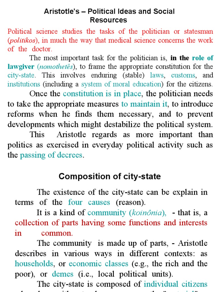 Constitution Is in Place To Maintain It: Aristotle's - Political Ideas ...