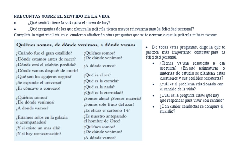 Preguntas Sobre El Sentido de La Vida | PDF
