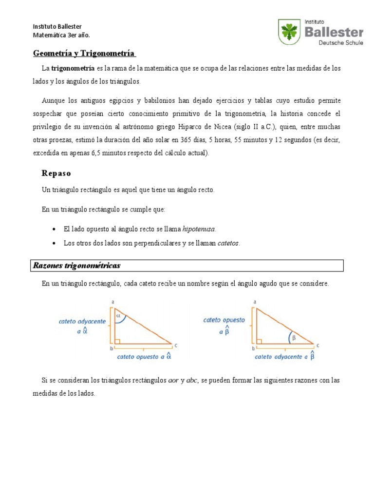 Geometría y Trigonometría | PDF | Triángulo | Funciones trigonométricas