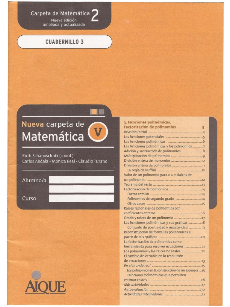 Nueva Carpeta de Matemática V - Aique (2 Polimodal) - 53-82 | PDF | División (Matemáticas ...
