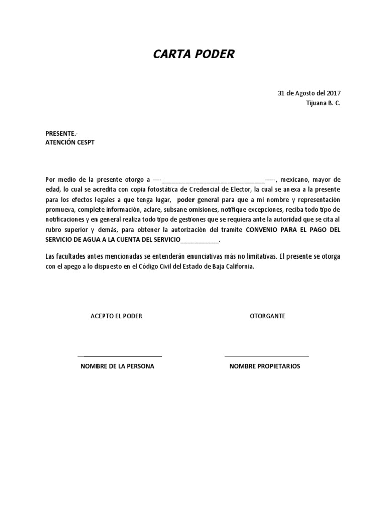 Formato Carta poder CESPT | PDF