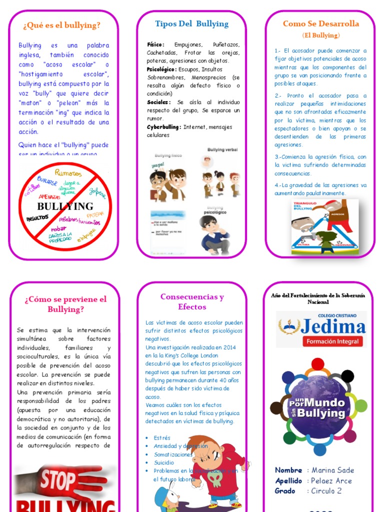 Triptico Del Bullying | PDF | Sicología | Ciencias del comportamiento