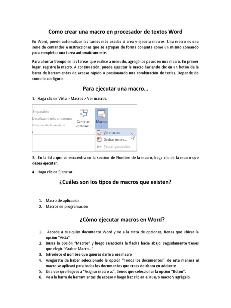Como Crear Una Macro en Procesador de Textos Word | PDF