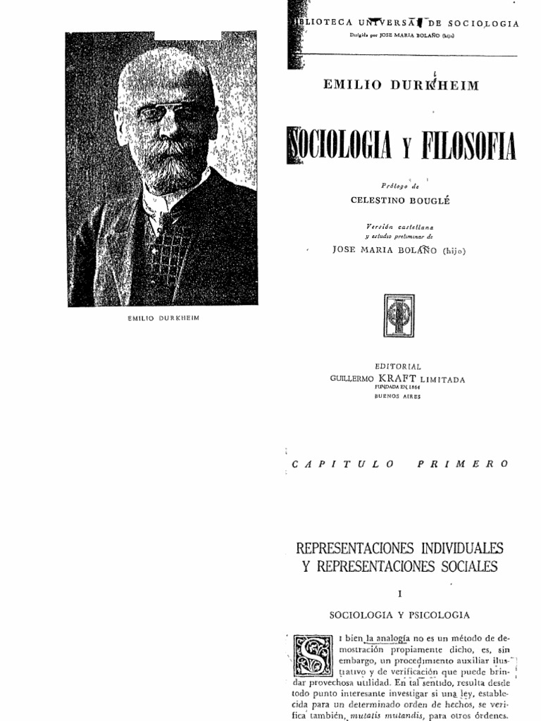 1 - Durkheim - Sociologia Y Filosofia C I | PDF
