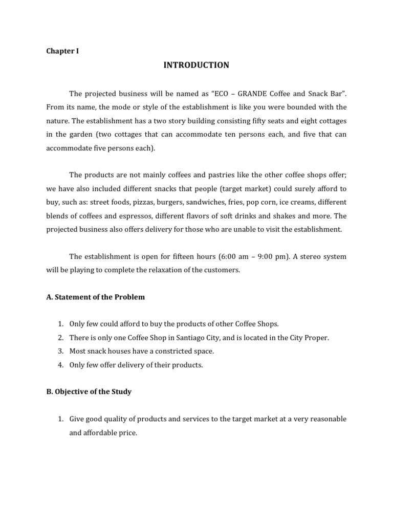 Chapter I - Introduction | PDF | Coffeehouse | Coffee