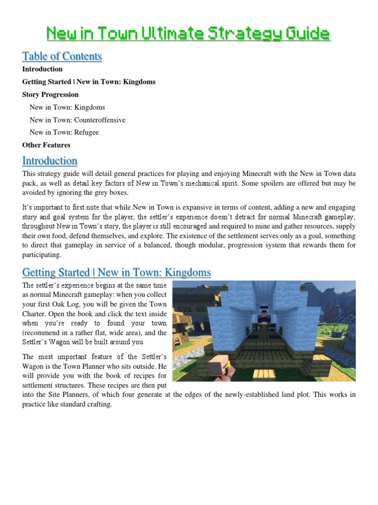 New in Town Ultimate Strategy Guide | PDF | Minecraft New in Town Ultimate Strategy Guide | PDF | Minecraft