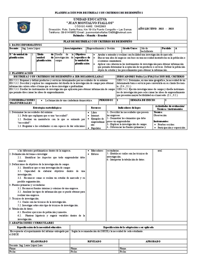 Emprendimiento - 2 - BGU BLOQUES UNIDAD | PDF | Planificación | Iniciativa empresarial