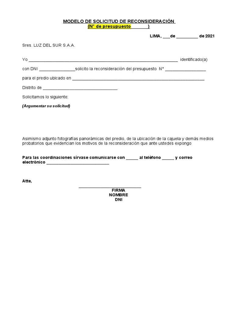 Solicitud de Reconsideración | PDF