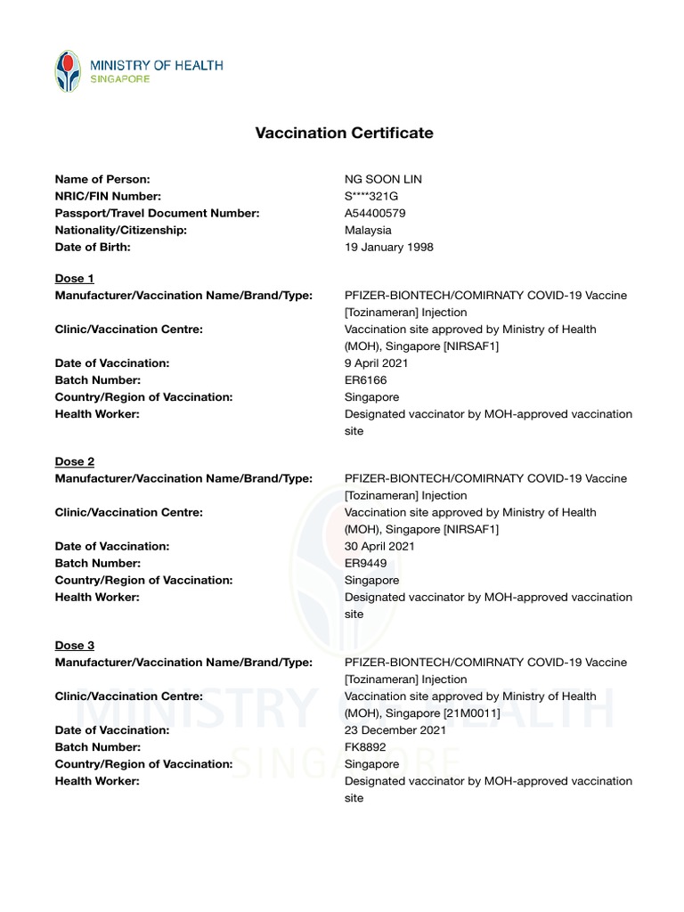 vaccination certificate | PDF | Health Sciences | Viral Respiratory ...