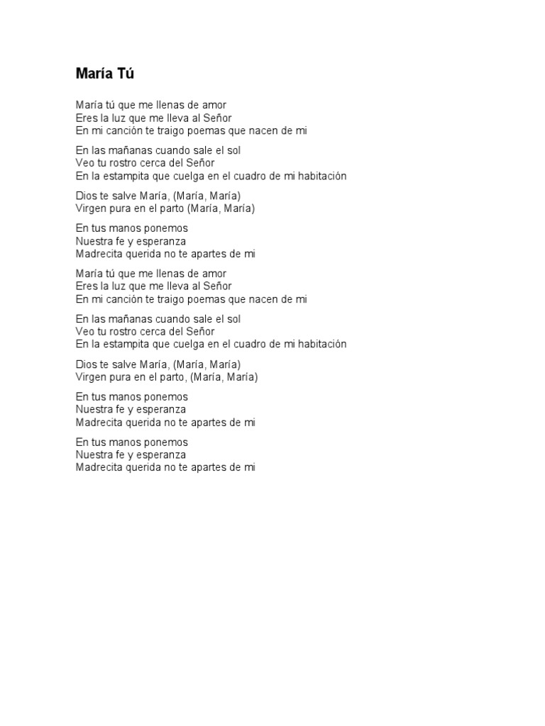 Letra de "María Tú" | PDF | Religión y espiritualidad | Poesía