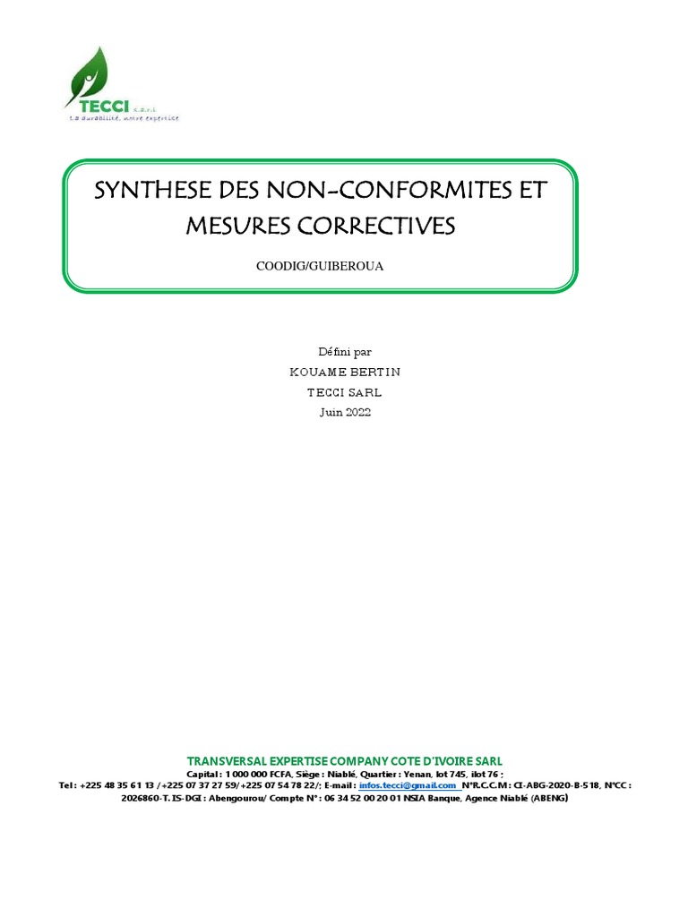 Non-conformités et mesures correctives RA20 | PDF | Déchets | Pesticide