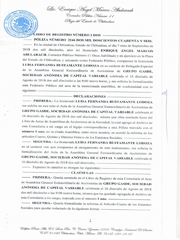 Escritura Constitutiva Complementaria | PDF