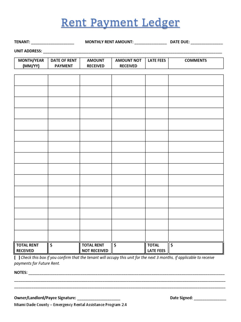 ERAP 2.4 - Rent Payment Ledger | PDF