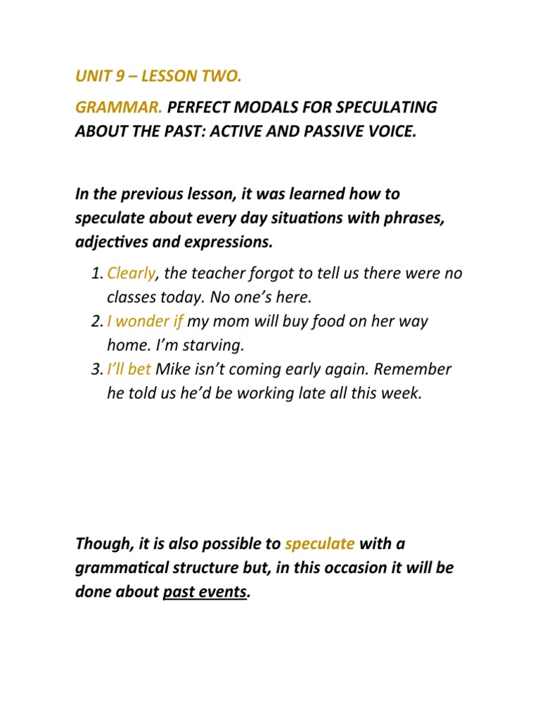 Perfect Modals for Past Speculation | PDF | Verb | Human Communication