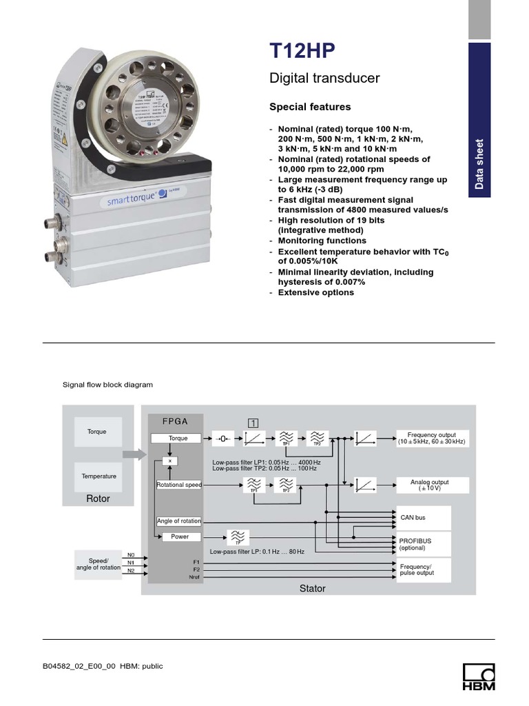 High Performance Digital Torque Transducer Specification Sheet | PDF ...