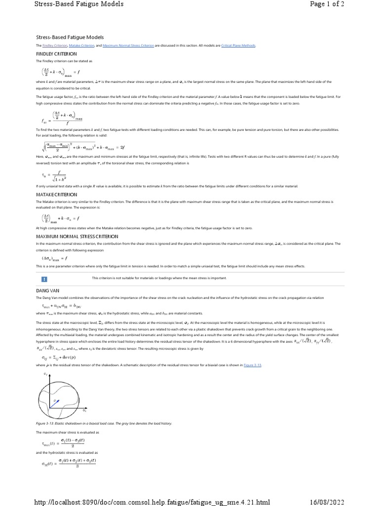 Stress-Based Fatigue Models: Findley Criterion | PDF | Stress ...