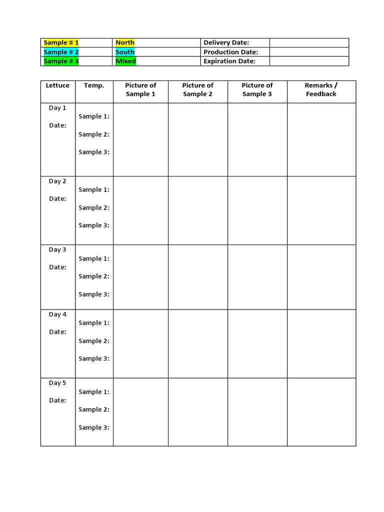 Lettuce Monitoring Form | PDF | Wellness