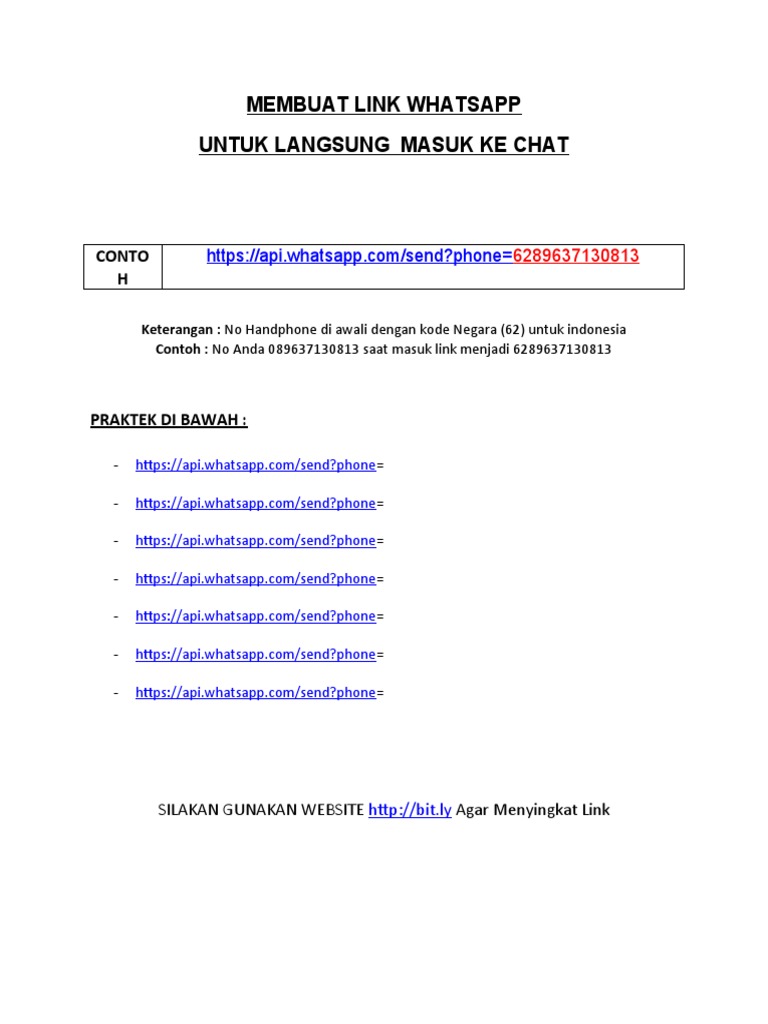 Membuat Link Whatsapp Untuk Langsung Masuk Ke Chat: Conto H | PDF