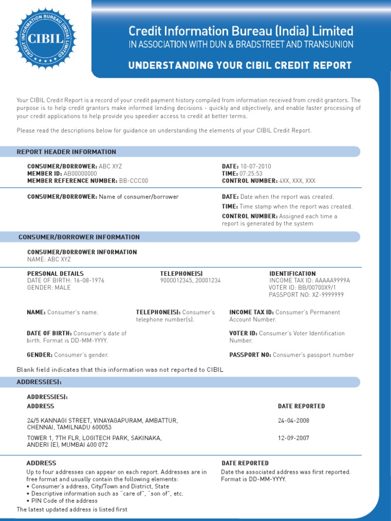 Understanding Your CIBIL CIR | PDF | Credit History | Loans