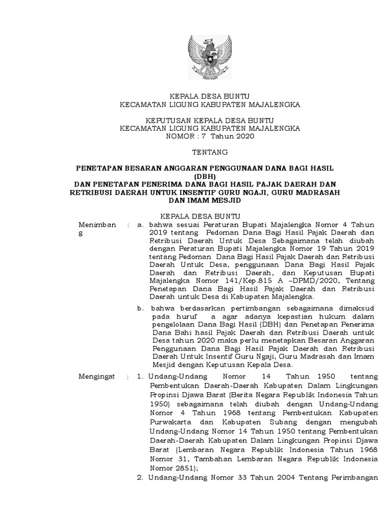 Sk. DBH Tahun 2020a | PDF