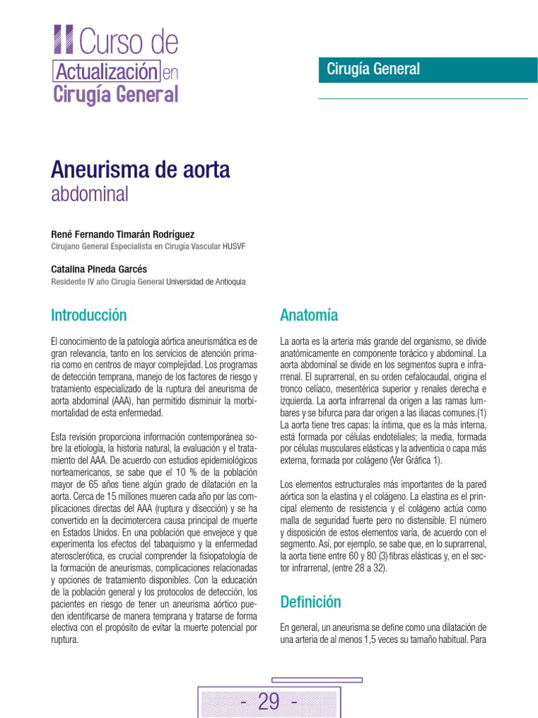 Aneurisma de Aorta Abdominal | PDF | Aorta | Angiología
