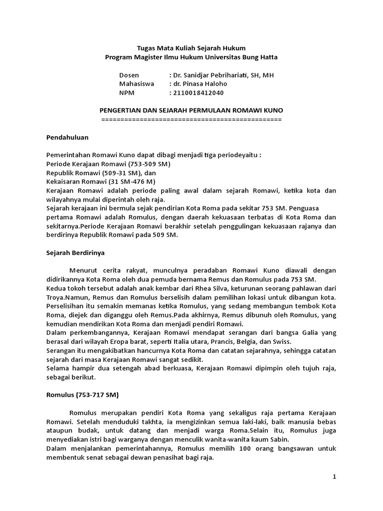 Pengertian Dan Sejarah Romawi Kuno | PDF