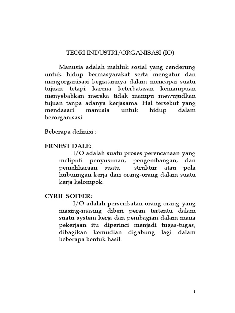 Teori - Teori Organisasi | PDF