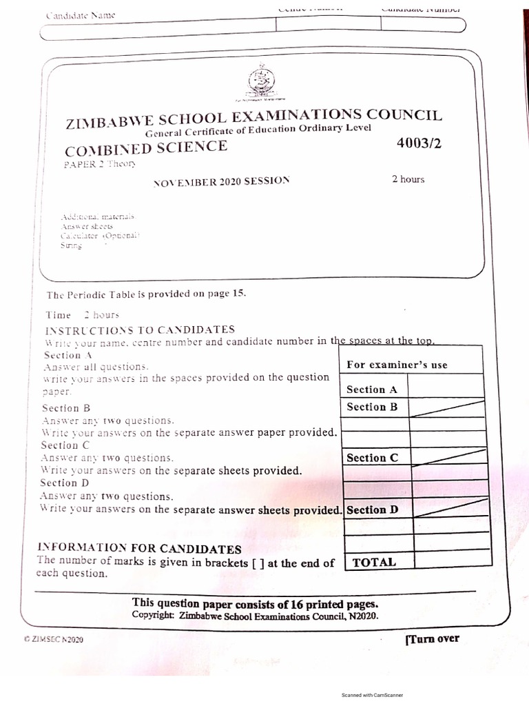 Combined Science P2 Nov 2020 | PDF