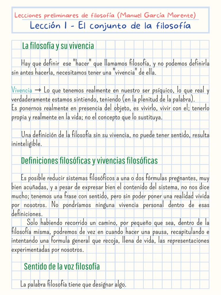 Lecciones Preliminares de Filosofía - Lección 1 (Apunte) | PDF ...